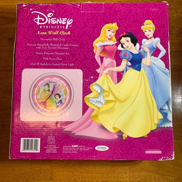 Disney | Other | Nib Disney Princess Wall Clock Pink Neon Glow ...